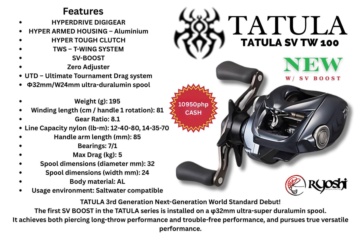 Daiwa 25 Tatula SV TW 100 XH/XHL (6/25) – Ryoshipro